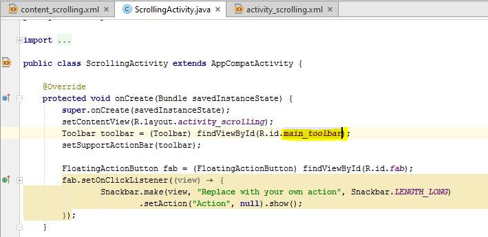 Scrolling Activity · Android Studio